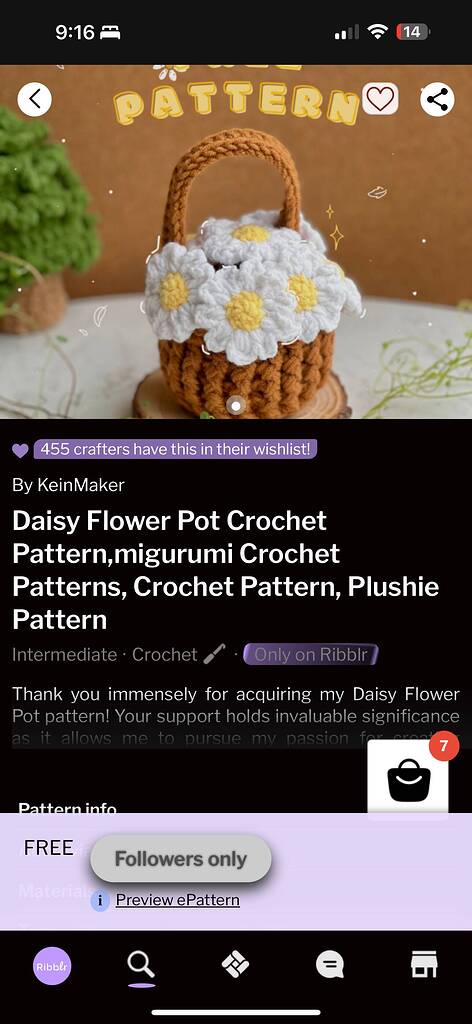 Option to follow easier when looking through patterns - Suggestions 🙌 - Ribblr community