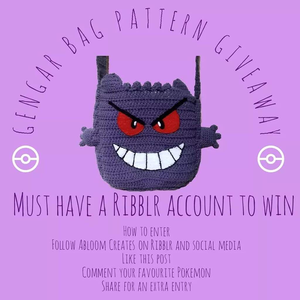 (Closed) Pattern Giveaway Gengar Bag - Crochet 🧶 - Ribblr community