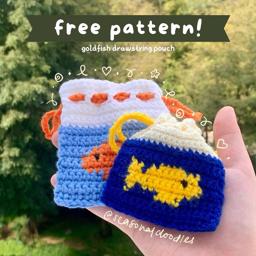 crochet goldfish drawstring pouch - Crochet 🧶 - Ribblr community
