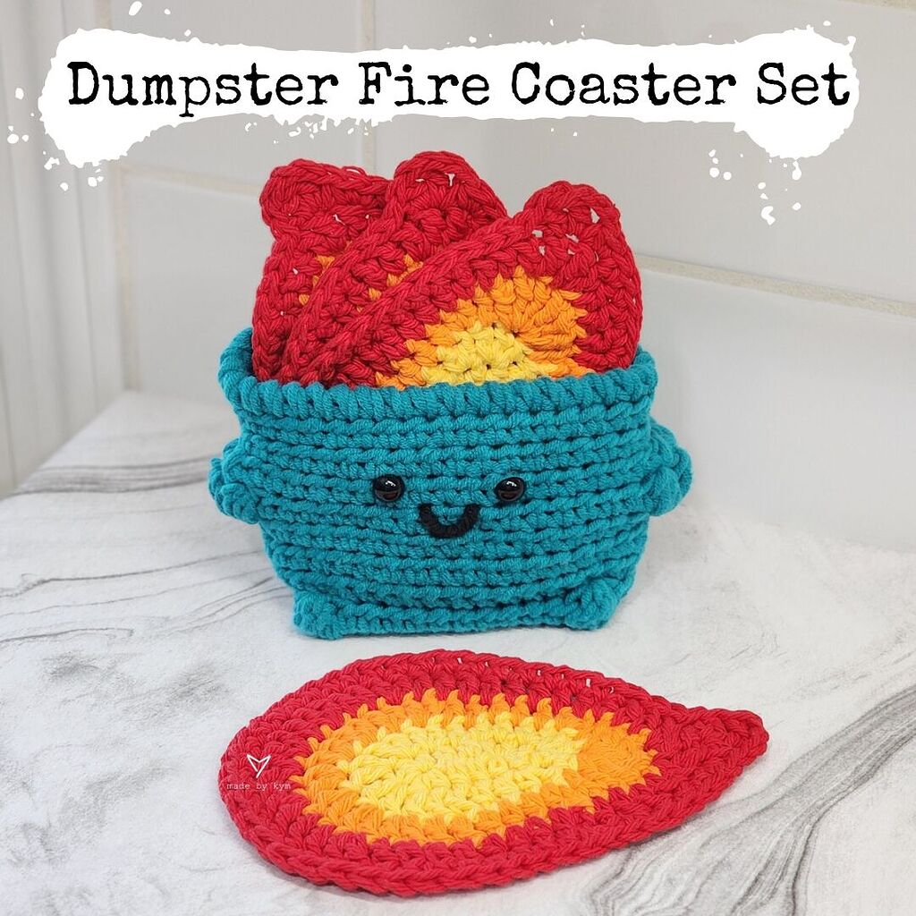 🔥Dumpster Fire Coaster Set Pattern Release🔥 - Crochet 🧶 - Ribblr community