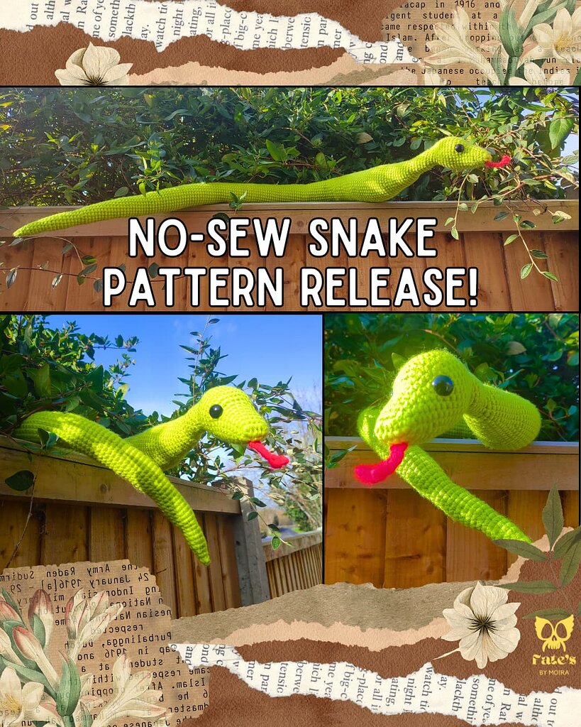 (CLOSED) No-Sew Snake Pattern Giveaway! 💚🐍 - Crochet 🧶 - Ribblr community