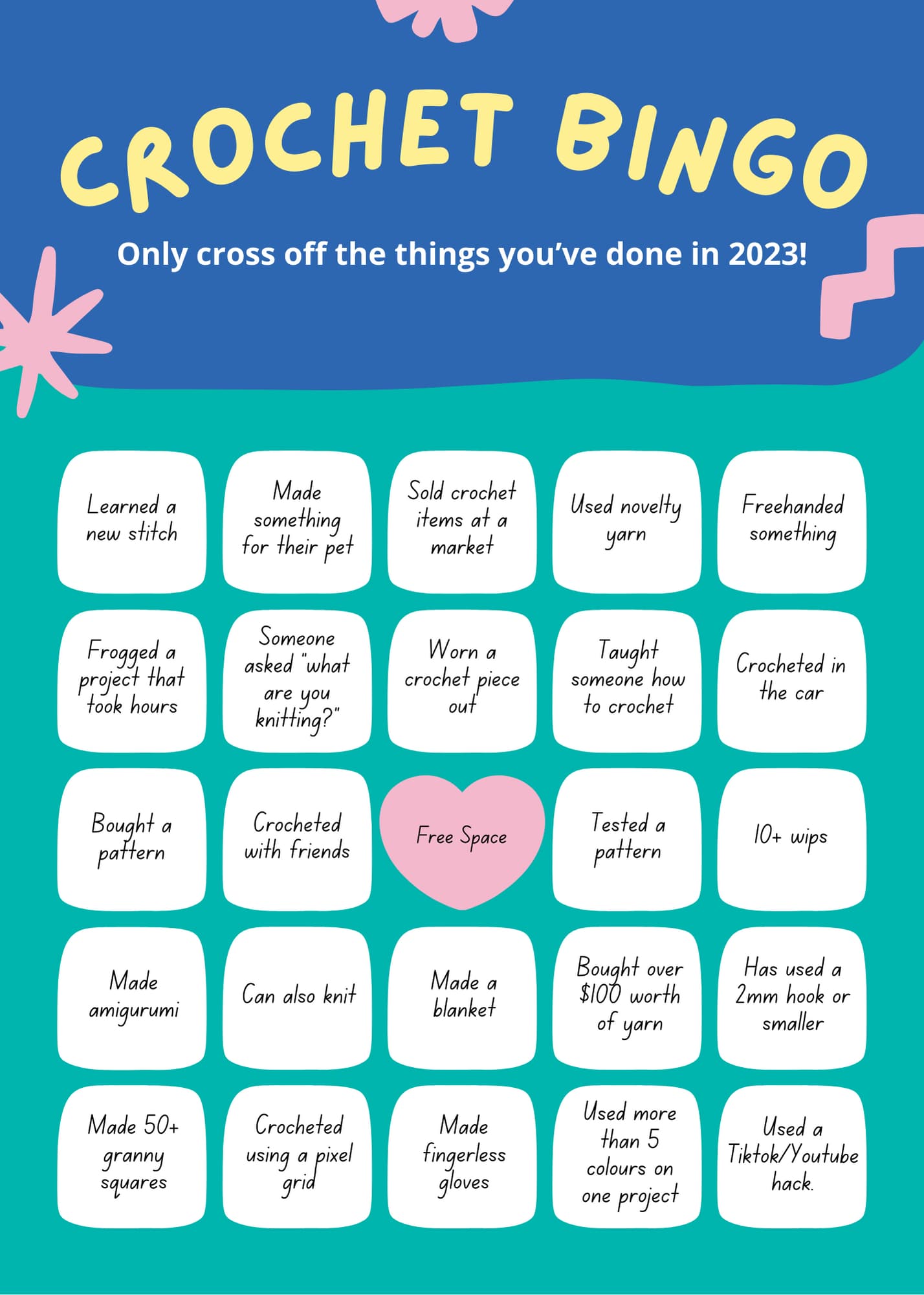 Crochet Bingo - crochet - Ribblr community