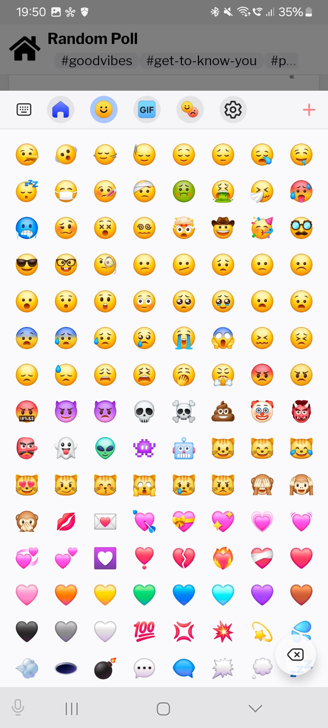 Random Poll (emoji's) - Personal spaces 👤 - Ribblr community