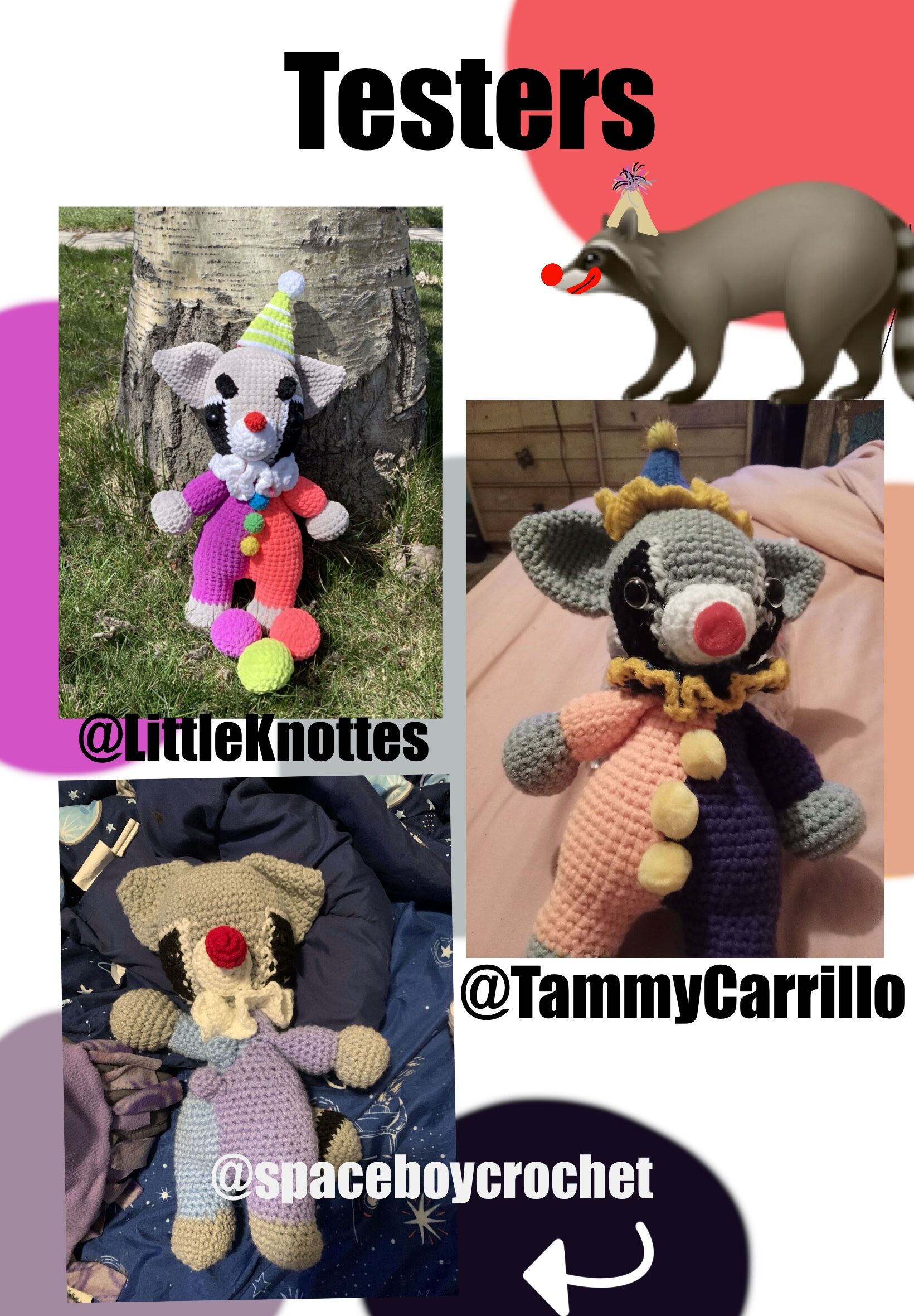 Harold The Clown Raccoon is out now! 🤡🦝 - patterns - Ribblr community